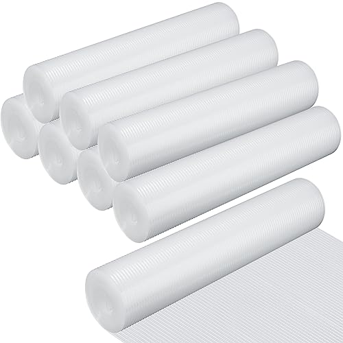 Roshtia 8 Rolls of 12 x 20 FT Shelf Liner Non Slip Cabinet Liner Non Adhesive Drawer Liner Waterproof Ribbed Shelf Liner for Kitchen Fridge Table Place Mats for Pantry Cupboard, Clear