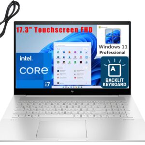 HP Envy 17 17.3" Touchscreen Laptop, 12th Gen Intel 12 Cores i7-1260P, 32GB DDR4 RAM, 1TB PCIe SSD, WiFi 6, Bluetooth 5.3, Backlit Keyboard, Windows 11 Pro, BROAG Cable