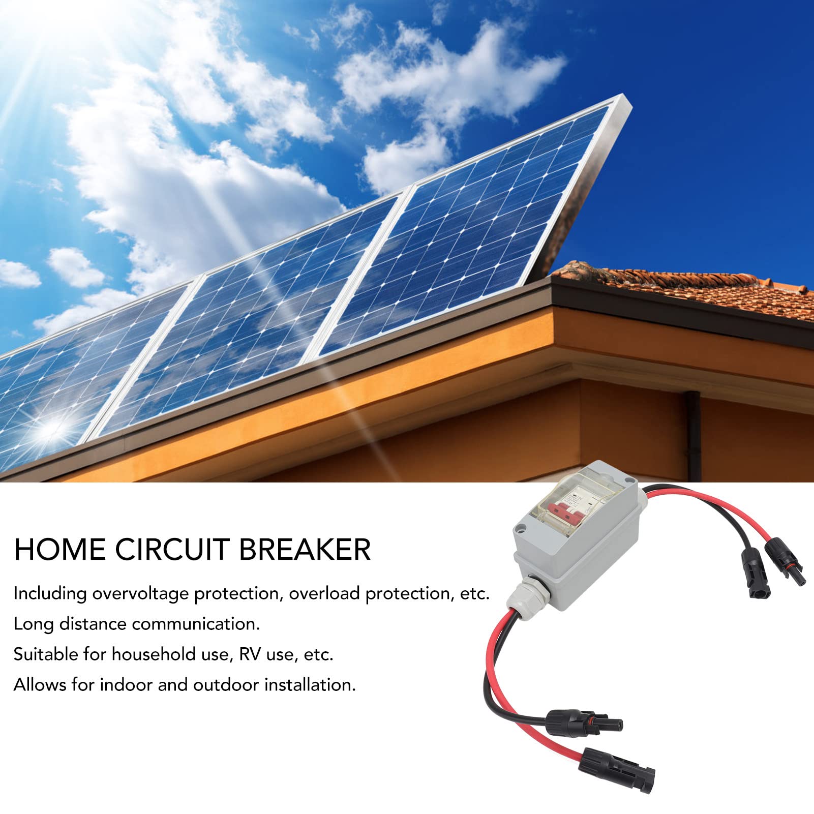 Miniature Circuit Breaker, MCB 2P DC 500V 32A DC Disconnect Switch Solar PV System Isolator with IP65 Distribution Box for Solar Panels Grid System (with Cable and PV Connector)