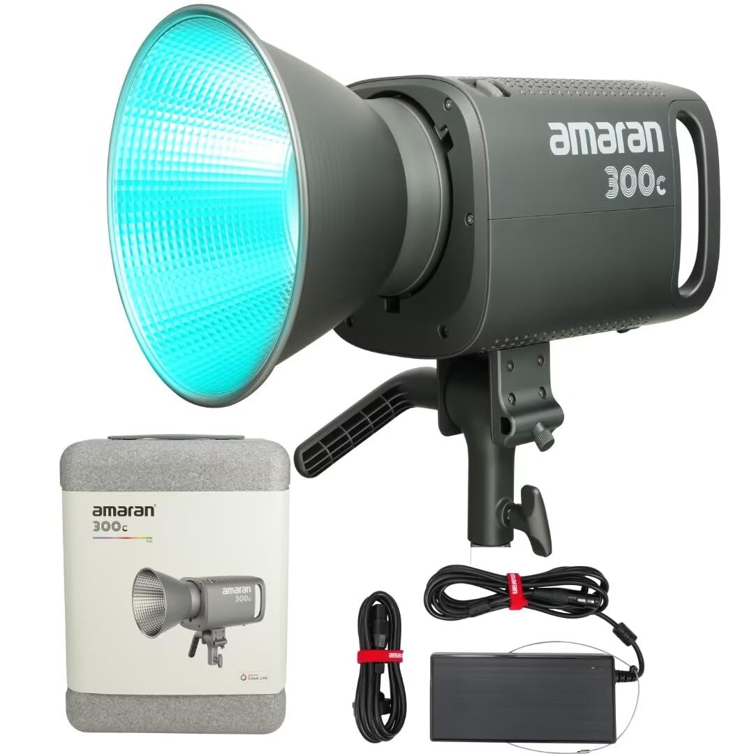 Aputure Amaran 300c RGB COB Video Light Bowen Mount,300w Photography Lighting Kit,App Control,2,500K to 7,500K Led Studio Light for Live Streaming,Video Recording,Content Creation,Tiktok