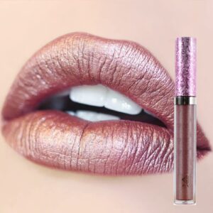 shiny metallic satin liquid lipstick, lipstick for women daily use moisturizing lip gloss, long-lasting lipstick 24 hour waterproof shiny matte non stick cup lip gloss, colorful long wear lipstick(06)