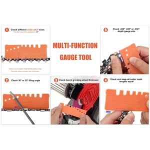 Hipa 12 Pack Chainsaw File, Chainsaw Sharpener Kit, 5/32", 3/16", 7/32", 1/8", 11/64", 13/64" Round Chainsaw File, 6 Inch Flat File,Depth Gauge,Quick Check Gauge