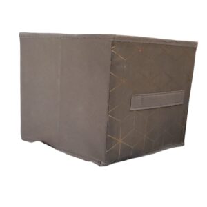 LLGT Set of 2 Fabric Collapsible Storage Cubes 9x9x8 Inch Gray and Gold for Dorm Rooms Homes Cars