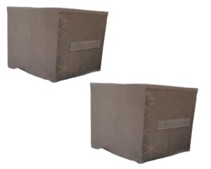 llgt set of 2 fabric collapsible storage cubes 9x9x8 inch gray and gold for dorm rooms homes cars