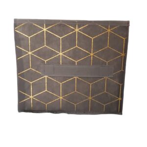 LLGT Set of 2 Fabric Collapsible Storage Cubes 9x9x8 Inch Gray and Gold for Dorm Rooms Homes Cars