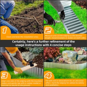 LAVEVE Corrugated Metal Garden Edging - Sturdy Border Perfect for DIY Flower Beds and Landscaping Borders (Silver, 8 Inch x 20FT)