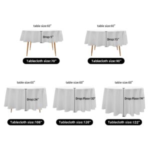 Aocoz 10 Pack White Round Tablecloth 120 Inch Tablecloths Stain Resistant Decorative Washable Polyester Table Cloth for Dining Table Banquets Buffet Parties and Wedding, Fits Square or Round Table