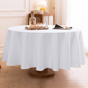 Aocoz 10 Pack White Round Tablecloth 120 Inch Tablecloths Stain Resistant Decorative Washable Polyester Table Cloth for Dining Table Banquets Buffet Parties and Wedding, Fits Square or Round Table