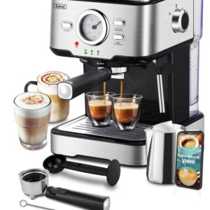 Gevi Espresso Machine, Espresso Maker with Milk Frother Steam Wand, Compact Espresso Super Automatic Espresso Machines for home Cappuccino, Latte, GECME403L-U