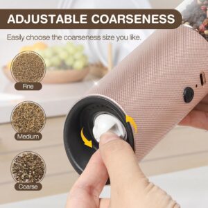 VUCCHINI Electric Gold Salt and Pepper Grinder Set - Adjustable Coarseness Automatic Pepper Mill Grinder - One Hand Automatic Operation Rechargeable Stainless Steel Salt Grinder Pink