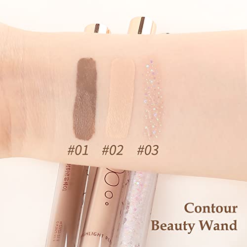 Boobeen Cream Contour Stick Liquid Bronzer and Highlighter Face Makeup, Highlighting&Contouring Pen Creamy Concealer Highlight Stick, Easy to Create a Natural Matte Finishing, Available in 3 Types