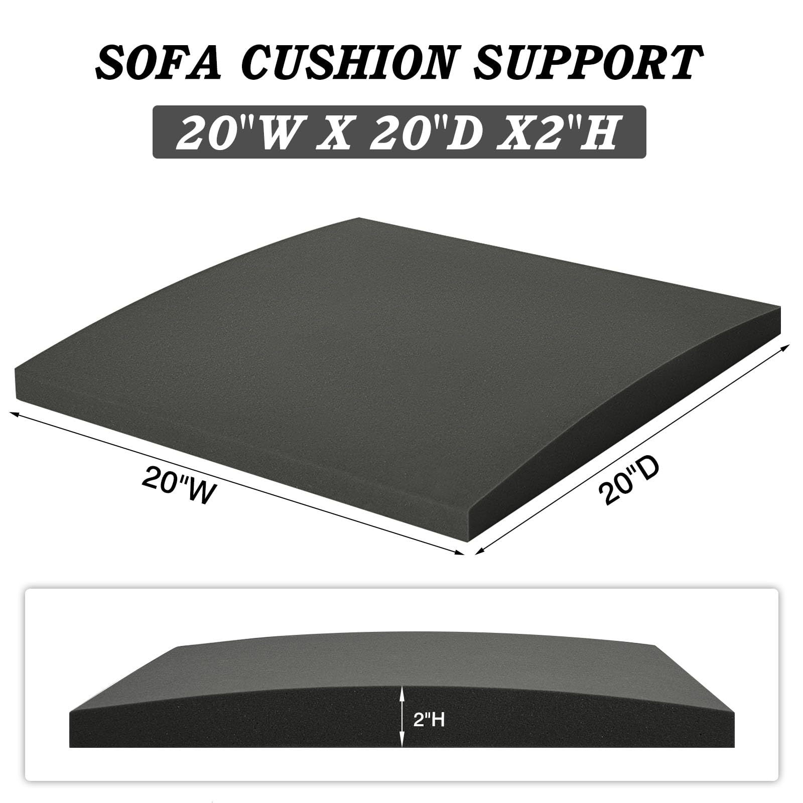 HAVARGO Couch Cushion Support for Sagging Seat, High Density Foam Under Couch Cushion Support Anti Slip, Dark Grey 1Pc