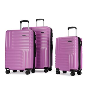 primicia ginzatravel 3-piece luggage sets expandable suitcases with 4 wheels pc+abs durable hardside luggage sets tsa lock (purple, 3-piece set(20"/25"/29"))