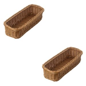 angoily 2pcs cutlery storage basket woven baskets for storage basket organizer rattan storage tray flatware organizer for drawer chopsticks basket flatware storage container knife and fork