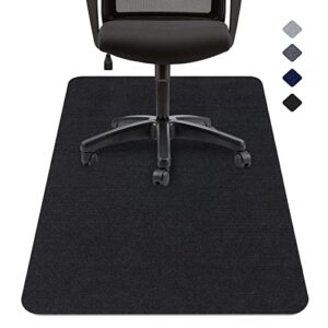 JOENIE Office Chair Mat for Hardwood & Tile Floor, 47"x35" Computer Desk Chair Floor Mat, Easy Glide Low-Pile Rug, Large Anti-Slip Multi-Purpose Floor Protector for Work, Home, Gaming (Black)