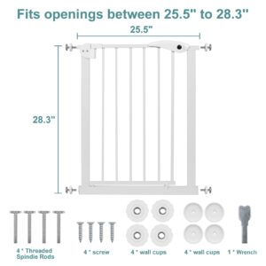 Baby Gate for Stairs, 29.9" High Safety Pet Gates for Dogs, Fits Between 25.5" and 28.3", Easy Walk Safety Gates for Baby, Easy Install Pressure/Hardware Mounted Dog Gates for House Indoor