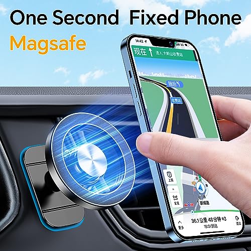 for iPhone Magsafe car Mount【20 Strong Magnets】Magnetic Phone Holder for Car Dashboard【360° Rotation】Hands Free Car Phone Holder Mount Dash Fit iPhone 15 14 13 12 Pro Max Plus MagSafe Car Accessories