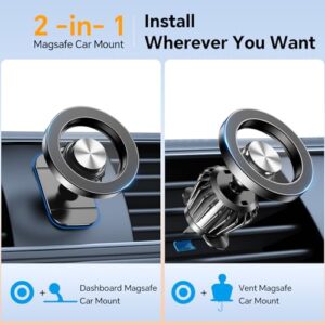 for iPhone Magsafe car Mount【20 Strong Magnets】Magnetic Phone Holder for Car Dashboard【360° Rotation】Hands Free Car Phone Holder Mount Dash Fit iPhone 15 14 13 12 Pro Max Plus MagSafe Car Accessories