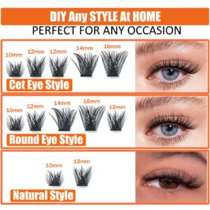 Lash Clusters 144 Pcs Cluster Lashes DIY Eyelash Extensions C D Curl 10-16mm Mega Volume Fluffy Individual Lashes Wispy Eyelashes DIY at Home, by Kmilro (Volume, 0.07C-10-16mm Mix)