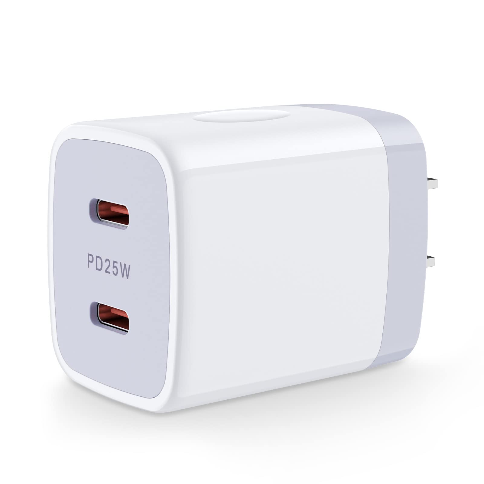 25W Type C Charger Block, USB C Cube Dual Port USB C Wall Adapter C Wall Charger Box Fast Charging Brick for Samsung A15 5G/S24 Ultra/S23/S22FE/S21/A03s/A53, iPhone 15/14/13/12/11/SE/X,Pixel 8 Pro