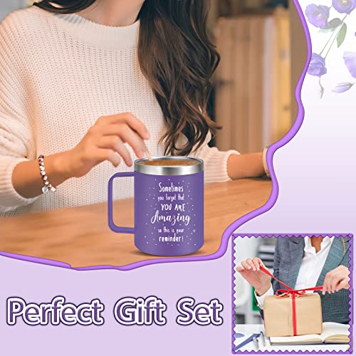 Inspirational Mug for Women, Encouragement Cheer Up Gift, Motivation Gifts for Daughter Wife Friend Girlfriend Birthday, Purple Gift, 12oz Coffee Mug And Natural Stone Bracelets Set