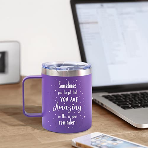 Inspirational Mug for Women, Encouragement Cheer Up Gift, Motivation Gifts for Daughter Wife Friend Girlfriend Birthday, Purple Gift, 12oz Coffee Mug And Natural Stone Bracelets Set