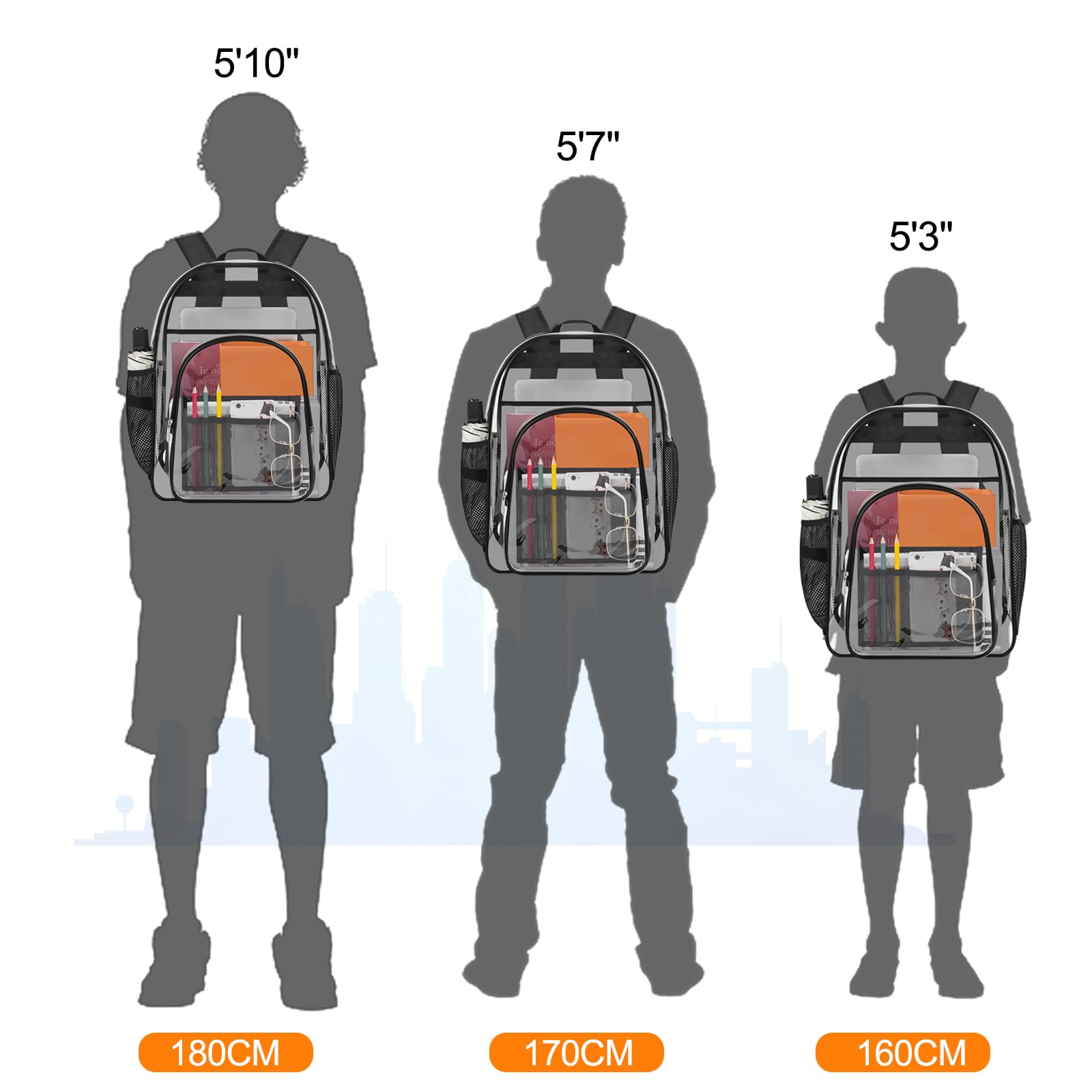 Clear Backpack Heavy Duty for School 17Inch Large Clear Bookbag for Adults Kids See Through Backpack with Wider Shoulder Straps for Concert Sport Work Games