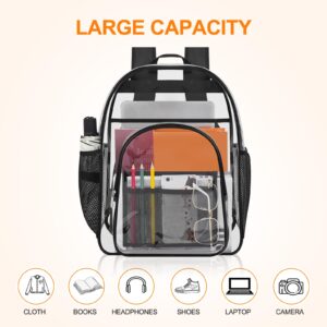 Clear Backpack Heavy Duty for School 17Inch Large Clear Bookbag for Adults Kids See Through Backpack with Wider Shoulder Straps for Concert Sport Work Games