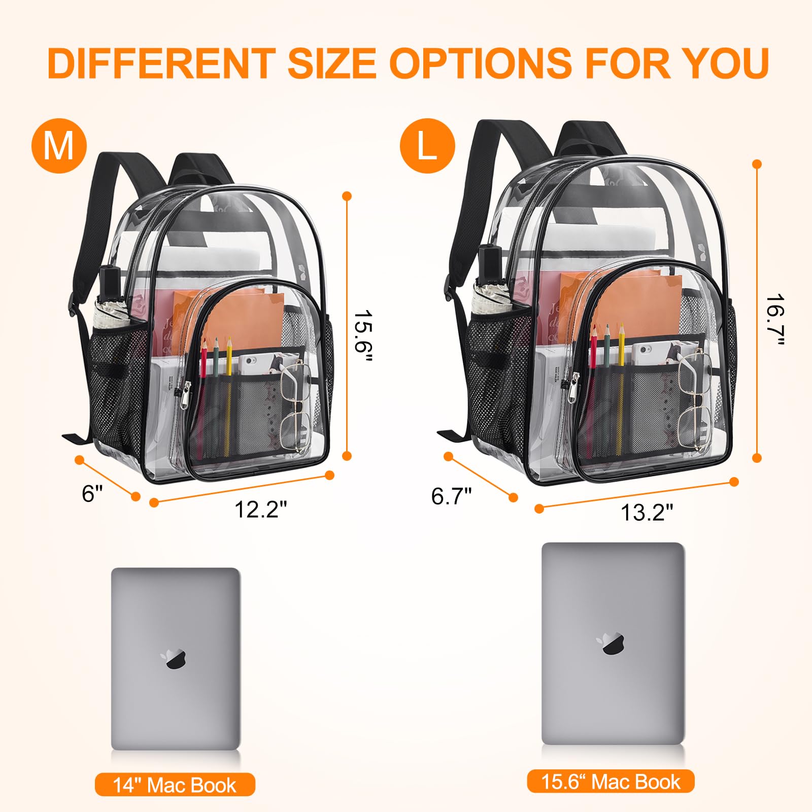 Clear Backpack Heavy Duty for School 17Inch Large Clear Bookbag for Adults Kids See Through Backpack with Wider Shoulder Straps for Concert Sport Work Games