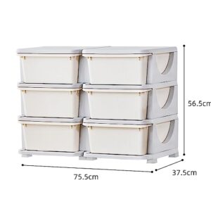 Kids Toy Organizer and Storage 6 Drawers 3 Tier Plastic Bin for Bedroom Living Room Nursery Kindergarten Cream Grey