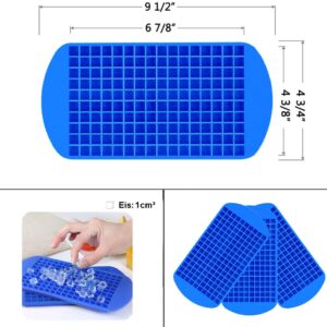 Silicone Mini Ice Cube Trays 3 Pack, 160 Crushed Ice Cube Molds Easy Release Small Ice Cube for Chilling Whiskey Cocktail, Kitchen Gadgets Stackable Ice Trays (Blue)