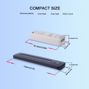 JOYLIT LED Dimmer Switch with Remote, DC 5V-36V 8A Magnetic Wall-Mounted RF Wireless Control, Sensitive Touch Slide Controller No Flicker Dimming ON/OFF Kit for Single Color LED Tape Brightness Adjust