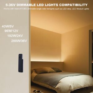 JOYLIT LED Dimmer Switch with Remote, DC 5V-36V 8A Magnetic Wall-Mounted RF Wireless Control, Sensitive Touch Slide Controller No Flicker Dimming ON/OFF Kit for Single Color LED Tape Brightness Adjust