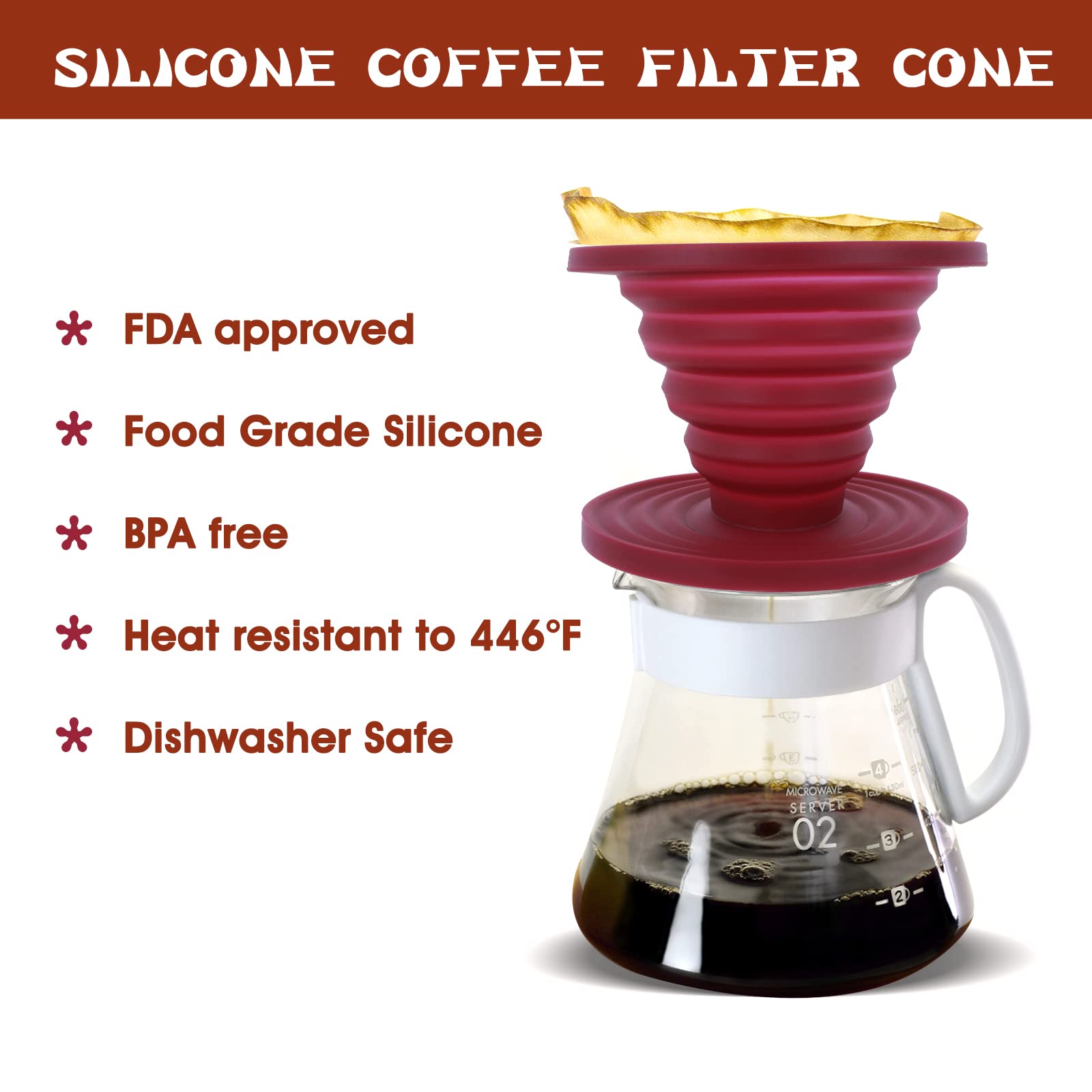 2 Pieces Collapsible Pour Over Coffee Dripper, Portable Camping Pour Over Coffee Maker, Reusable Silicone Pour Over Coffee Filter for Backpacking Hiking Camping Home Office