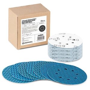 50pcs diamond shape 5 inch sanding disc, revolutionary patent assorted 8 hole hook and loop sanding discs for random disc sanders & orbital sanders (60-400 grit) by toolant