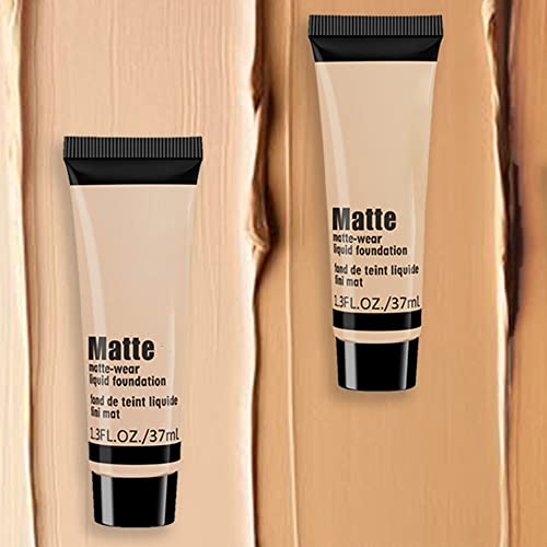 2 Pack Liquid Foundation Cream for Face Makeup,Durable Full Coverage Matte Concealer Make Up,Oil Control & Waterproof Base Primer -1+1 Fl.Oz-BEIGE 4#