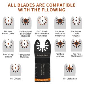 Trivd Frol 50Pcs Curved-Edge Oscillating Tool Blades Professional Universal Oscillating Saw Blades Wood Multitool Blades Compatible with Dewalt, Milwaukee, Makita, Ryobi, Rockwell, Bosch