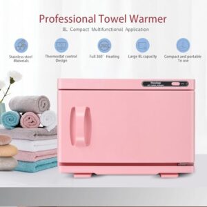 Niuadage Pink Hot Towel Warmer - 8L Towel Warmer Cabinet - Compact Facial Towel Warmer - Rapid Warming, Thermostatic Auto Heating, Spa Towel Warmer