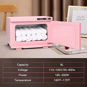 Niuadage Pink Hot Towel Warmer - 8L Towel Warmer Cabinet - Compact Facial Towel Warmer - Rapid Warming, Thermostatic Auto Heating, Spa Towel Warmer