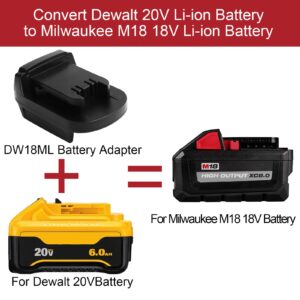 ZLWAWAOL DW18ML DL18ML Battery Adapter Converter for Dewalt to Milwaukee Battery,for Dewalt 20V Lithium Battery Convert to Milwaukee M18 Lithium Battery