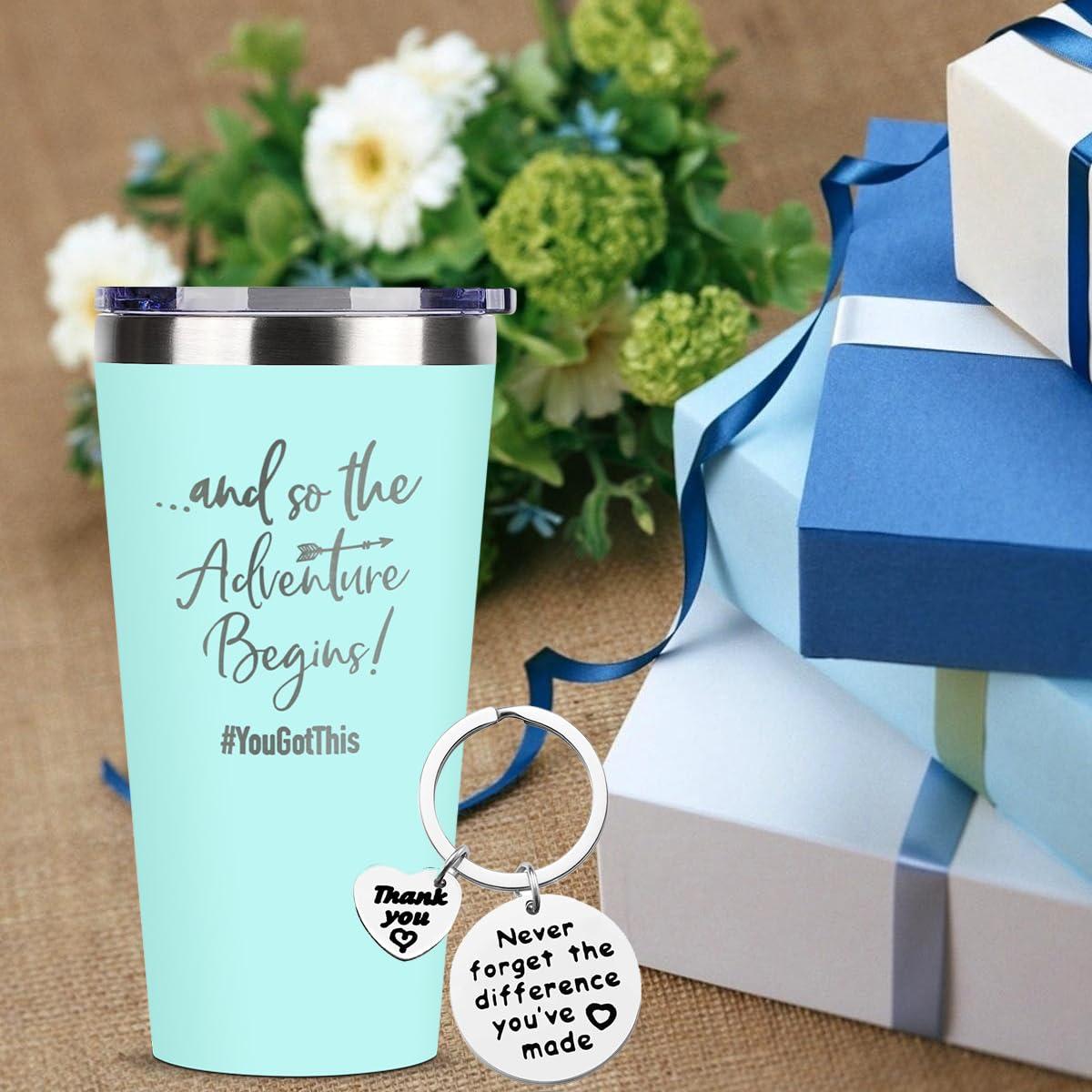 SHOW-YA Good Luck Gifts - Congratulations Gifts for Women,New Job Gift for Women,Farewell Going Away Gifts for Friends Coworker,And So The Adventure Begins You Got This,16 OZ Tumbler