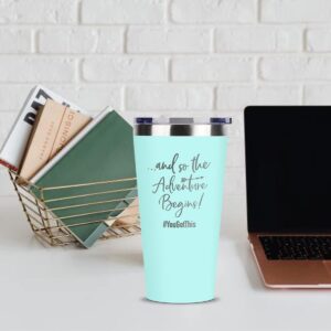 SHOW-YA Good Luck Gifts - Congratulations Gifts for Women,New Job Gift for Women,Farewell Going Away Gifts for Friends Coworker,And So The Adventure Begins You Got This,16 OZ Tumbler