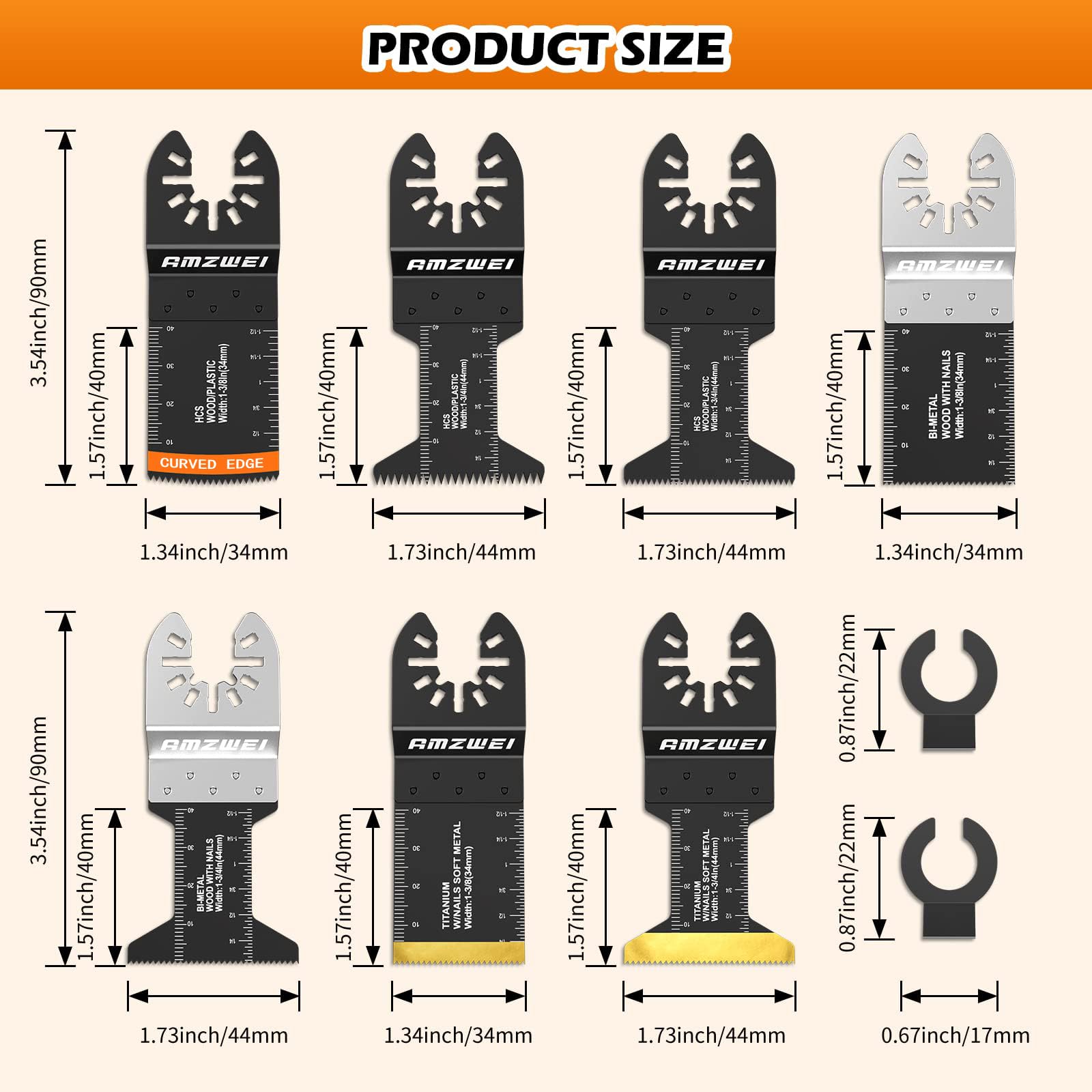 AMZWEI 30 PCS Oscillating Saw Blades, Professional Universal Titanium Multitool Blades for Wood Plastics Metal, Quick Release Multi Tool Blades Kits Fit Dewalt Ryobi Milwaukee Rockwell Fein Makita