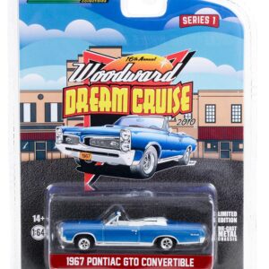 1967 Pontiac GTO Convertible Blue Met. w/White Interior 16th Annual Woodward Dream Cruise (2010) 1 1/64 Diecast Model Car by Greenlight 37280 A