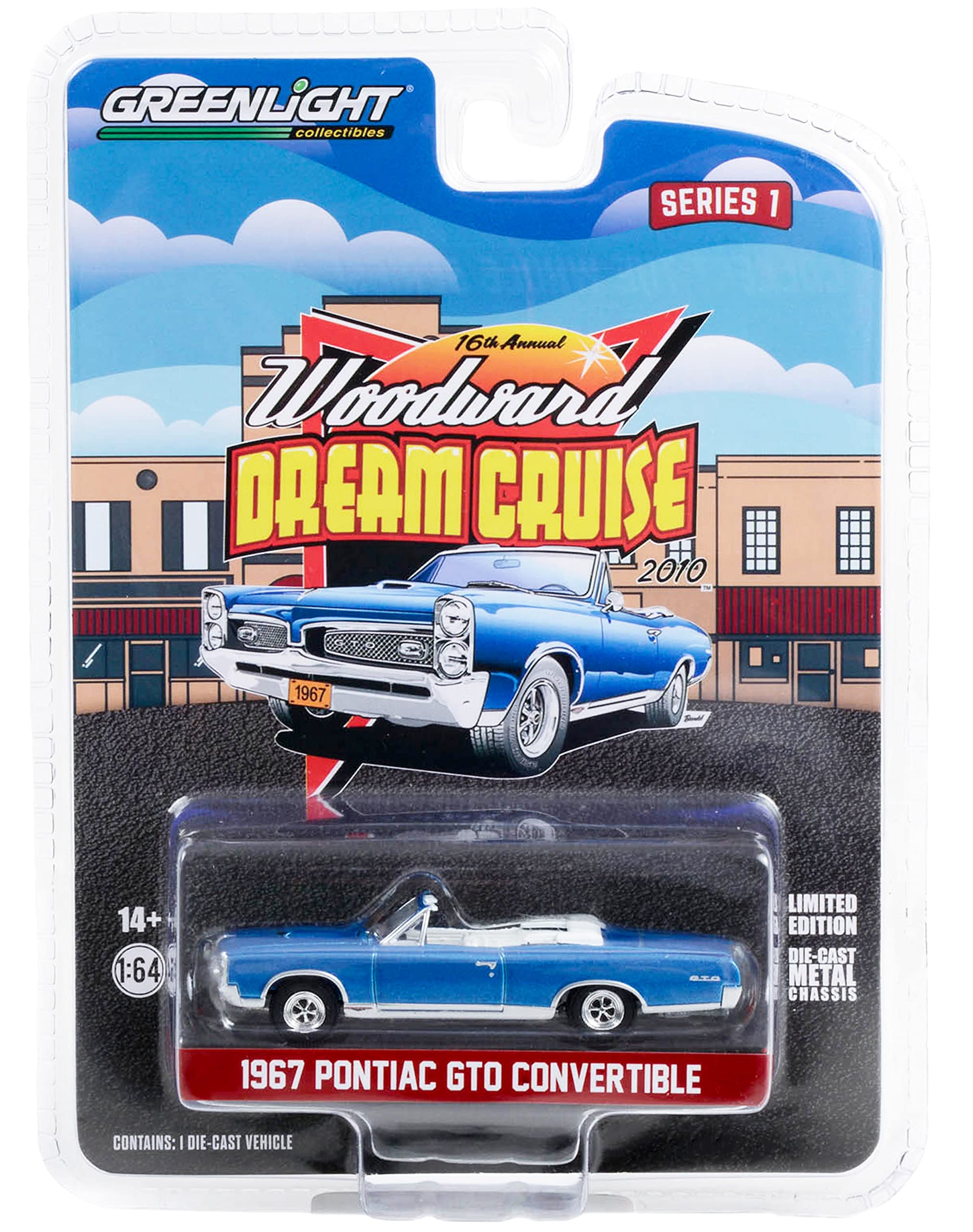 1967 Pontiac GTO Convertible Blue Met. w/White Interior 16th Annual Woodward Dream Cruise (2010) 1 1/64 Diecast Model Car by Greenlight 37280 A