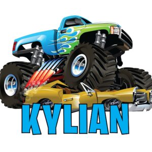 Kids Name Wall Decor - Monster Truck Decal - Custom Name Wall Decals - Boys Room Decor- Personalized Monster Truck Wall Art