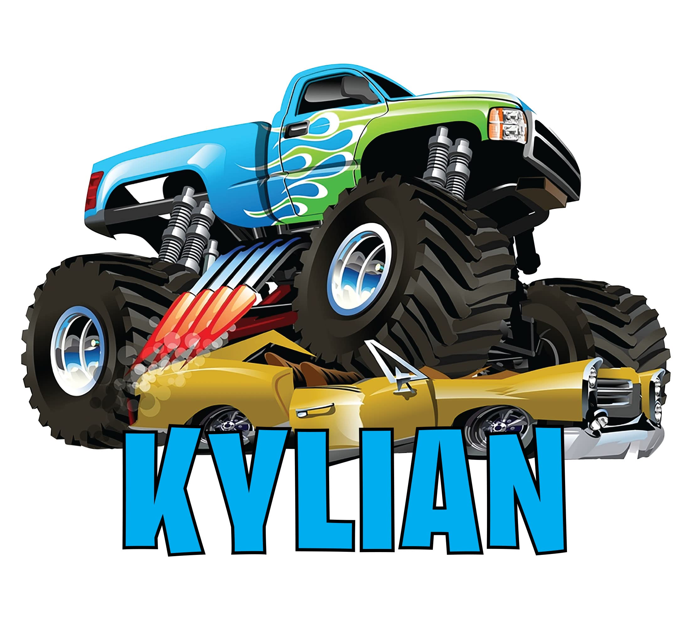 Kids Name Wall Decor - Monster Truck Decal - Custom Name Wall Decals - Boys Room Decor- Personalized Monster Truck Wall Art