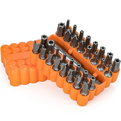 AMERICAN MUTT TOOLS 33pc Security Bit Set – Includes Security Torx, Metric and SAE Hex, Torq, Spanner Bit Set and Triwing – Security Torx Bit Set, Tamper Proof Torx Bit Set, Security Screwdriver Set