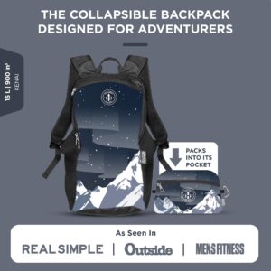 HYDAWAY Collapsible Backpack for Travel - 15L I Lightweight Packable Daypack for Backpacking, Work & Traveling I Adjustable, Foldable, Water Resistant Hiking Day Pack for Men, Women and Kids