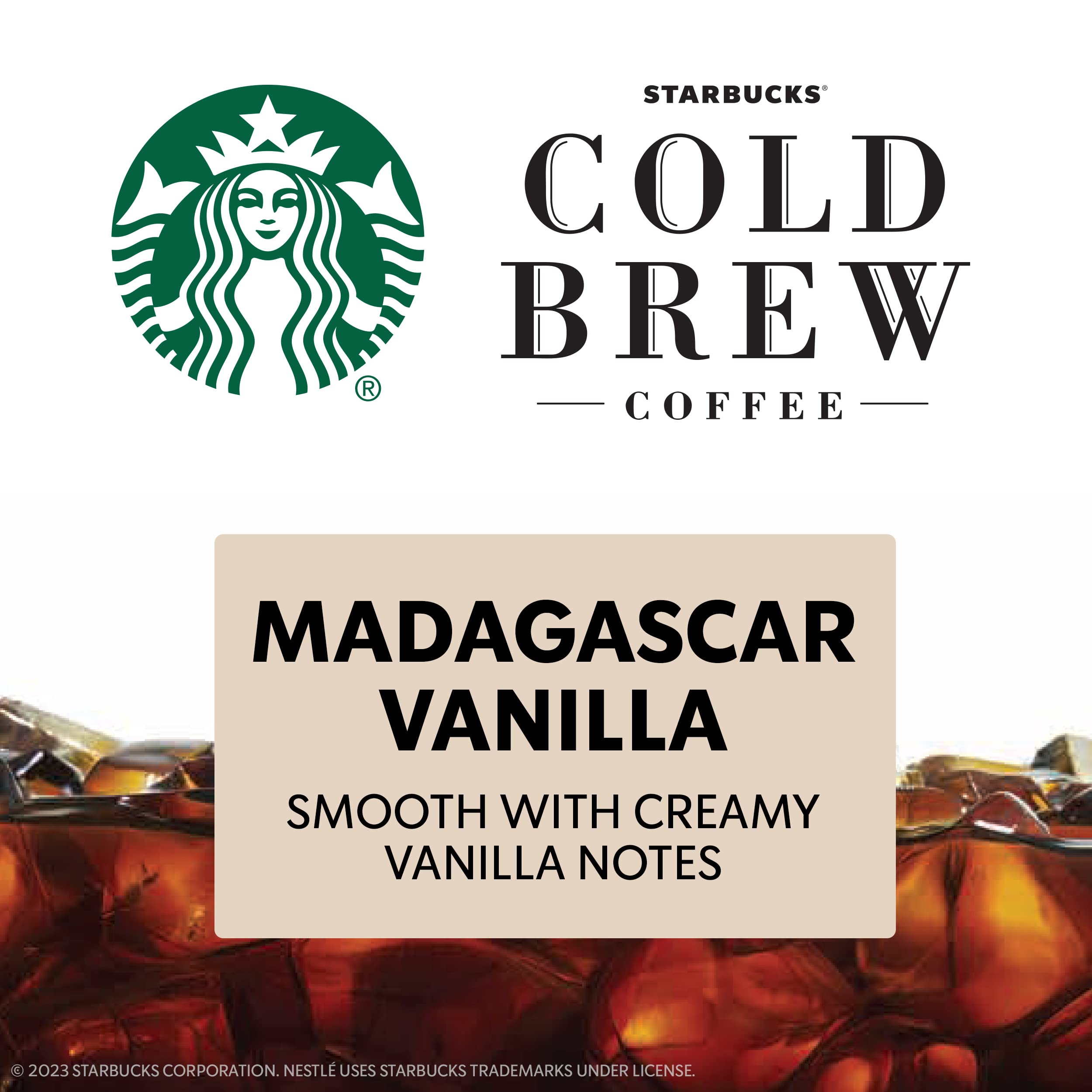 Starbucks Cold Brew Coffee Concentrate, Signature Black and Naturally Flavored Madagascar Vanilla, Multi-Serve, 2 Bottles (32 Fl Oz Each)